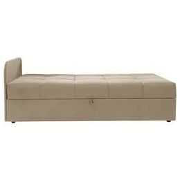 Schlafsofa Alina "Marla" Sofas Gr. B/H/T: 205 cm x 73 cm x 91 cm, Chenille EQE, Armlehne links, beige (beige eqe 12) inkl. Stauraum, Armlehne wahlweise links ode rechts