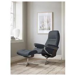 Relaxsessel stressless "Sunrise" Sessel Gr. Leder BATICK, Cross Base Wenge, Relaxfunktion-Drehfunktion-PlusTMSystem-Gleitsystem-BalanceAdaptTM, B/H/T: 83cm x 105cm x 74cm, beige (cream batick) mit Hocker, Cross Base, Größe S, M & L, Holzakzent Wenge