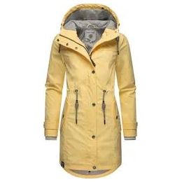 Regenjacke PEAK TIME "L60042" Gr. XXL (44), gelb (pastellgelb) Damen Jacken stylisch taillierter Regenmantel für