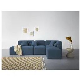 Ecksofa Andas "Sundstrup L-Form" Sofas Gr. B/H/T: 303 cm x 76,5 cm x 93 cm, Struktur weich, Recamiere links, blau Modulserie, individuelle Zusammenstellung