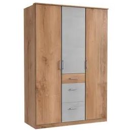 Kleiderschrank wimex "Click" Schränke Gr. B/H/T: 135 cm x 199 cm x 58 cm, 3 St., grau (plankeneichefarben, beton, nachbildung lichtgrau) Drehtürenschrank Kleiderschrank Schränke ohne Spiegel