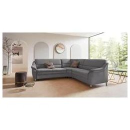 Ecksofa Places of Style "Cardoso L-Form" Sofas Gr. B/H/T: 260cm x 90cm x 230cm, Luxus-Microfaser weich, langer Schenkel links, mit Bettfunktion-mit Schublade-mit Relaxfunktion, grau mit Trapezecke für mehr Sitzkomfort, wahlweise auch Bettfunktion