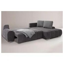 Ecksofa Inosign "Bono L-Form" Sofas Gr. B/H/T: 291cm x 90cm x 174cm, Samtstoff, Recamiere rechts, mit Bettfunktion, grau (fango, grau) wahlweise mit Bettfunktion