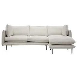 Ecksofa Inosign "Somba L-Form" Sofas Gr. B/H/T: 255cm x 88cm x 103cm, Struktur fein, Ottomane rechts, beige (natur) mit dickem Keder, Ottomane wahlweise links oder rechts