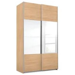 Schwebetürenschrank Rauch "Quadra" Schränke Gr. B/H/T: 136 cm x 230 cm x 62 cm, 2 St., braun (struktureichefarben hell, spiegel) mit Spiegelelementen