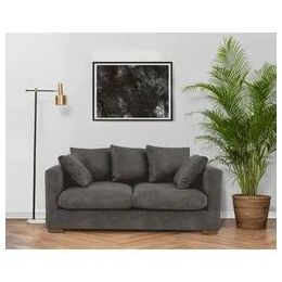 2-Sitzer Home Affaire "Coray" Sofas Gr. B/H/T: 175cm x 80cm x 113cm, Luxus-Microfaser, grau (anthrazit) extra weich und kuschelig, Füllung mit Federn Daunen