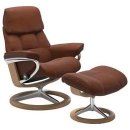 Relaxsessel stressless "Ruby", braun (copper paloma), B:78cm H:100cm T:76cm, Leder PALOMA: durchgefärbtes Semianilin-Möbelleder, Leder BATICK: durchgefärbtes und genarbtes Möbelleder, Sessel, mit Signature Base, Größe M, Gestell Eiche, Wenge, Braun & Schwarz