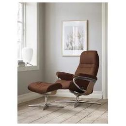 Relaxsessel stressless "Sunrise" Sessel Gr. Leder PALOMA, Cross Base Eiche, Relaxfunktion-Drehfunktion-PlusTMSystem-Gleitsystem-BalanceAdaptTM, B/H/T: 83cm x 105cm x 74cm, braun (copper paloma) mit Cross Base, Größe S, M & L, Holzakzent Eiche