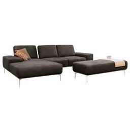 Ecksofa W.Schillig "run, Designsofa mit tollem Sitzkomfort, L-Form", grau (antracite s37), B:279cm H:88cm T:178cm, Longlife Xtra-Leder Z73: Naturwalkleder der Luxusklasse aus den erlesensten Rohhäuten. Hautstärke 1, 1 u2013 1, 3 mm, ROHLEDER Jacquard-Flachgewebe Q2 W60 (63% Polyester, 37% Polyacryl), ROHLEDER Chenille-Flachgewebe Q2 W77 (68% Polyacryl, 32% Polyester), Stoff S37 (100% Polyester), S