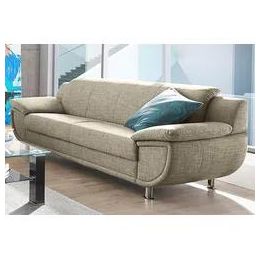 3-Sitzer Trendmanufaktur "Rondo, Breite 207 cm, breite Armlehnen, Füße chromfarben" Sofas Gr. B/H/T: 207cm x 85cm x 94cm, Struktur CORBIN, Mit Federkern, beige (sand-beige) Big-Sofa wahlweise mit Federkern, in verschiedenen Bezügen bestellbar