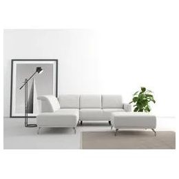 Sit & More Ecksofa SIT & MORE "Bailando L-Form" Sofas Gr. B/H/T: 249cm x 84cm x 205cm, Soft clean, Ottomane links, mit Kopfteilverstellung-mit Vorziehsitz motorisch, grau (hellgrau) wahlweise mit Kopfteilverstellung und Vorziehsitz, motorisch