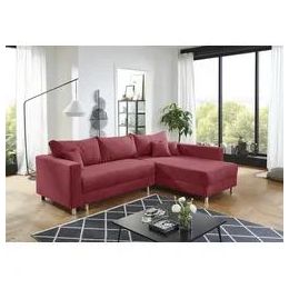 Ecksofa Inosign "Anela L-Form" Sofas Gr. B/H/T: 252cm x 89cm x 192cm, Luxus-Microfaser, Recamiere beidseitig montierbar, rot inklusive Bettfunktion, Bettkasten, loser Zier- und Rückenkissen