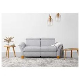 2,5-Sitzer Home Affaire "Lindgren" Sofas Gr. B/H/T: 185 cm x 84 cm x 93 cm, Struktur, mit beidseitiger TV-Funktion motorisch-mit Kopfteilverstellung-ohne Federkern, silberfarben (silber) wahlweise mit TV-Funktion, links oder beidseitig, Kopfteilverstellung