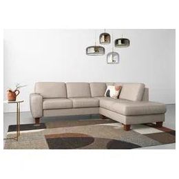 Ecksofa Home Affaire "Vision L-Form" Sofas Gr. B/H/T: 240cm x 90cm x 215cm, Luxus-Microfaser Lederoptik, Ottomane rechts, ohne Bettfunktion-ohne Stauraum, grau (hellgrau) wahlweise mit Bettfunktion und Stauraum, auch in Easy Care-Bezug