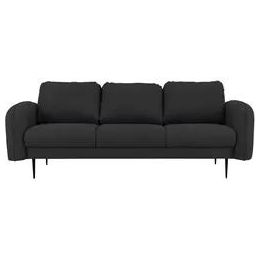 3-Sitzer LEONIQUE "Skidi" Sofas Gr. B/H/T: 213cm x 81cm x 93cm, Struktur fein, grau (anthrazit) mit losen Rückenkissen und Keder oben auf der Armlehne