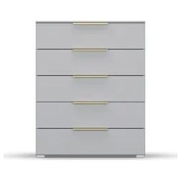 Kommode Rauch "Skat Glamour" Sideboards Gr. B/H/T: 80 cm x 100 cm x 42 cm, 5 St., grau (seidengrau) mit goldenen Griffen