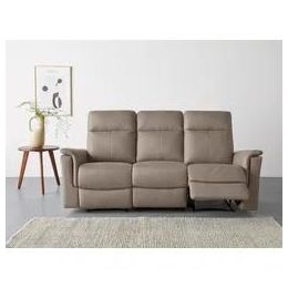 3-Sitzer Home Affaire "Southbrook", grau (hellgrau), B:197cm H:99cm T:92cm, Kunstleder 100% Polyurethan, Sofas, mit manueller und elektrischer Relaxfunktion