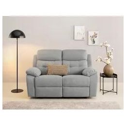 2-Sitzer Home Affaire "Lannilis" Sofas Gr. B/H/T: 158 cm x 99 cm x 92 cm, Webstoff, elektrische Relaxfunktion, grau (hellgrau) mit manueller und elektrischer Relaxfunktion