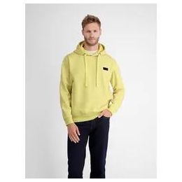 Hoodie Lerros "Lerros Sweat-Hoodie in weicher Strukturqualität" Gr. L, gelb (pure lemon) Herren Sweatshirts