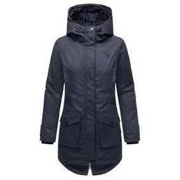 Parka Navahoo "Brinjaa" Gr. S (36), blau (navy) Damen Jacken Modischer Winter Kurzmantel mit zahlreichen Taschen