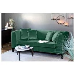 3-Sitzer Fink "MAXIM", grün (grün velvet), B:202cm H:84cm T:85cm, Sofas, mit schmalem Holzsockel, inklusive 4 Zierkissen