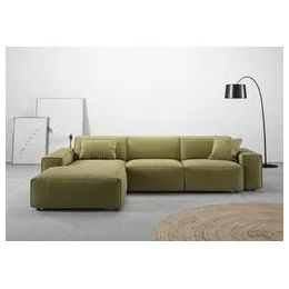 Ecksofa Andas "Glimminge auch in Breitcord, Feincord, Bouclé + Easy care-Bezug" Sofas Gr. B/H/T: 294cm x 71cm x 191cm, Chenille-Struktur, Recamiere links, grün (pistazie) L-Form, Breite 294, Zierkissen