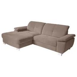 Ecksofa Alina "Suna" Sofas Gr. B/H/T: 239cm x 87cm x 184cm, Struktur fein XBO, Recamiere links, mit Bettfunktion, mit Stauraum, braun (hellbraun xbo 2) Wahlweise mit Bettfunktion und Stauraum