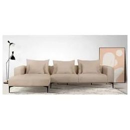 Guido Maria Kretschmer Home & Living Ecksofa GUIDO MARIA KRETSCHMER HOME & LIVING "BENTE L-Form" Sofas Gr. B/H/T: 332cm x 85cm x 175cm, Cord, Recamiere links, beige (sand) wahlweise Recamiere links oder rechts, mit schwarzen Metallfüßen