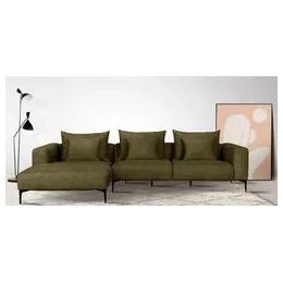 Guido Maria Kretschmer Home & Living Ecksofa GUIDO MARIA KRETSCHMER HOME & LIVING "BENTE L-Form" Sofas Gr. B/H/T: 332cm x 85cm x 175cm, Velvet, Recamiere links, grün (rifle green) wahlweise Recamiere links oder rechts, mit schwarzen Metallfüßen