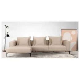 Guido Maria Kretschmer Home & Living Ecksofa GUIDO MARIA KRETSCHMER HOME & LIVING "BENTE L-Form" Sofas Gr. B/H/T: 332cm x 85cm x 175cm, Velours, Recamiere links, grau (taupe) wahlweise Recamiere links oder rechts, mit schwarzen Metallfüßen