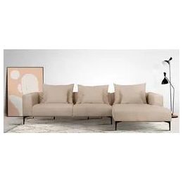 Guido Maria Kretschmer Home & Living Ecksofa GUIDO MARIA KRETSCHMER HOME & LIVING "BENTE L-Form" Sofas Gr. B/H/T: 332cm x 85cm x 175cm, Cord, Recamiere rechts, beige (sand) wahlweise Recamiere links oder rechts, mit schwarzen Metallfüßen