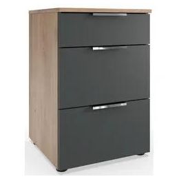 Nachtkommode wimex "Level by fresh to go" Sideboards Gr. B/H/T: 41cm x 61cm x 41cm, 3 St., schwarz (front graphit/ korpus plankeneiche nachbildung) 3 Schubladen mit soft-close Funktion, 41cm breit, 61cm hoch