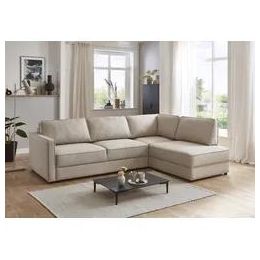 Schlafsofa ATLANTIC HOME COLLECTION "Chill" Sofas Gr. B/H/T: 250cm x 86cm x 200cm, Struktur grob, Armlehne links, beige (creme) Ecksofa mit Bettfunktion und Bettkasten