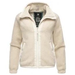 Sweatjacke Ragwear "Nordicka" Gr. 4XL (48), beige Damen Sweatjacken Sportliche Kapuzenjacke mit Kunstleder-Elementen