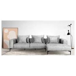 Guido Maria Kretschmer Home & Living Ecksofa GUIDO MARIA KRETSCHMER HOME & LIVING "BENTE L-Form" Sofas Gr. B/H/T: 332cm x 85cm x 175cm, Velvet, Recamiere rechts, weiß (almond milk) wahlweise Recamiere links oder rechts, mit schwarzen Metallfüßen