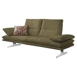 2-Sitzer W.Schillig "broadway" Sofas Gr. B/H/T: 216cm x 94cm x 96cm, Longlife Xtra-Leder Z69, Longchair links, mit Sitztiefenverstellung-ohne Kopfteilverstellung-mit Seitenteilverstellung, grün (camouflage z69) Sitztiefenverstellung, Kopfteil- & Seitenteilverstellung, Breite 216cm