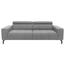 2,5-Sitzer DOMO collection "Cunelli" Sofas Gr. B/H/T: 238cm x 79cm x 104cm, Echtleder, Mit Kopfteilverstellung, grau (hellgrau) wahlweise inklusive 6-fach verstellbarer Kopfteilverstellung