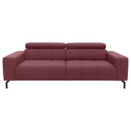 2,5-Sitzer DOMO collection "Cunelli" Sofas Gr. B/H/T: 238cm x 79cm x 104cm, Echtleder, Ohne Kopfteilverstellung, rot wahlweise inklusive 6-fach verstellbarer Kopfteilverstellung