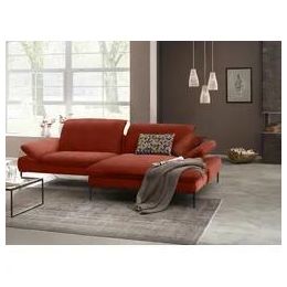 Ecksofa W.Schillig "enjoy&MORE" Sofas Gr. B/H/T: 294cm x 87cm x 185cm, Stoff S37, Recamiere rechts, mit Kopfteilverstellung-mit Armlehnenverstellung-mit Sitztiefenverstellung, rot (marsala s37) Sitztiefenverstellung, Füße schwarz pulverbeschichtet, Breite 294 cm