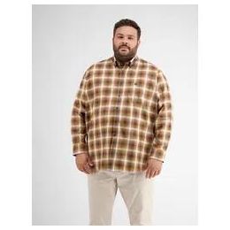 Karohemd Lerros "Lerros mit Fischgratstruktur" Gr. 4XL, braun (hazel brown) Herren Hemden