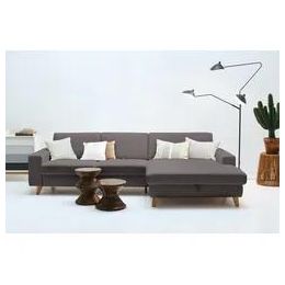 Ecksofa Tom Tailor HOME "Nordic Shift Pure" Sofas Gr. B/H/T: 308cm x 86cm x 180cm, Bouclé SCO, Recamiere rechts, ohne Bettfunktion und Bettkasten, grau (shark sco 129) wahlweise mit Bettfunktion und Bettkasten