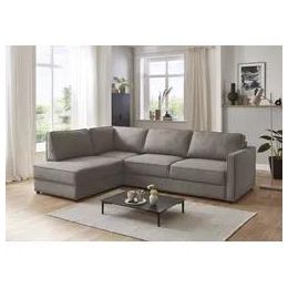 Schlafsofa ATLANTIC HOME COLLECTION "Chill" Sofas Gr. B/H/T: 250cm x 86cm x 200cm, Struktur grob, Armlehne rechts, grau Ecksofa mit Bettfunktion und Bettkasten