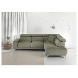 Ecksofa 3C Candy "Greve L-Form" Sofas Gr. B/H/T: 249cm x 79cm x 209cm, Struktur, Ottomane rechts, ohne motorischen Sitzvorzug im 2-Sitzer, grau (anthrazit) wahlweise mit motorischem Sitzvorzug, manuelle Kopfteilverstellung