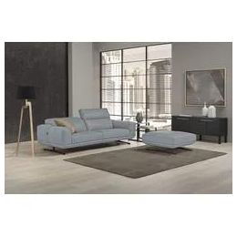 2,5-Sitzer Egoitaliano "Gloria, super bequem und hochwertige Verarbeitung, edles Design" Sofas Gr. B/H/T: 236cm x 96cm x 109cm, Leder NUVOLE, blau (himmel) beidseitig verstellbare Rückenelemente, mit Metallfüßen