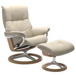 Relaxsessel stressless "Mayfair" Sessel Gr. Leder BATICK, Signature Base Eiche, Relaxfunktion-Drehfunktion-PlusTMSystem-Gleitsystem-BalanceAdaptTM, B/H/T: 92cm x 103cm x 79cm, beige (cream batick) mit Hocker, Signature Base, Größe S, M & L, Gestell Eiche