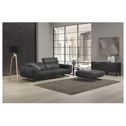 2,5-Sitzer Egoitaliano "Gloria, super bequem und hochwertige Verarbeitung, edles Design" Sofas Gr. B/H/T: 236cm x 96cm x 109cm, Leder BULL, grau (smoke) beidseitig verstellbare Rückenelemente, mit Metallfüßen