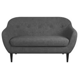 2-Sitzer Home Affaire "Roni" Sofas Gr. B/H/T: 140cm x 83cm x 84cm, Microfaser, grau (dunkelgrau) Wellenunterfederung für hohen Sitzkomfort, Massivholzfüße