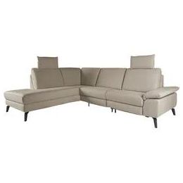 Ecksofa Alina Sofas Gr. B/H/T: 243cm x 118cm x 210cm, Struktur GBA, Ottomane links, mit Relaxfunktion, beige (beige gba 2) inkl. Kopfstützen, wahlweise mit Relaxfunktion, Breite: 243 cm