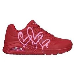 Sneaker Skechers "UNO DRIPPING IN LOVE" Gr. 37, rot (rot-pink) Damen Schuhe Modernsneaker Sneaker low mit Herzen-Graffity-Print, Freizeitschuh, Halbschuh, Schnürschuh