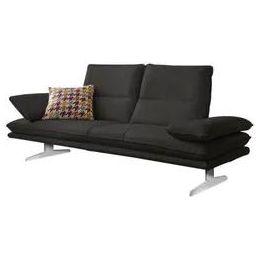 2,5-Sitzer W.Schillig "broadway" Sofas Gr. B/H/T: 236cm x 94cm x 96cm, Longlife Xtra-Leder Z69, Longchair links, mit Sitztiefenverstellung-mit Kopfteilverstellung-mit Seitenteilverstellung, grau (anthrazit z69) Sitztiefenverstellung, Kopfteil- & Seitenteilverstellung, Breite 236cm